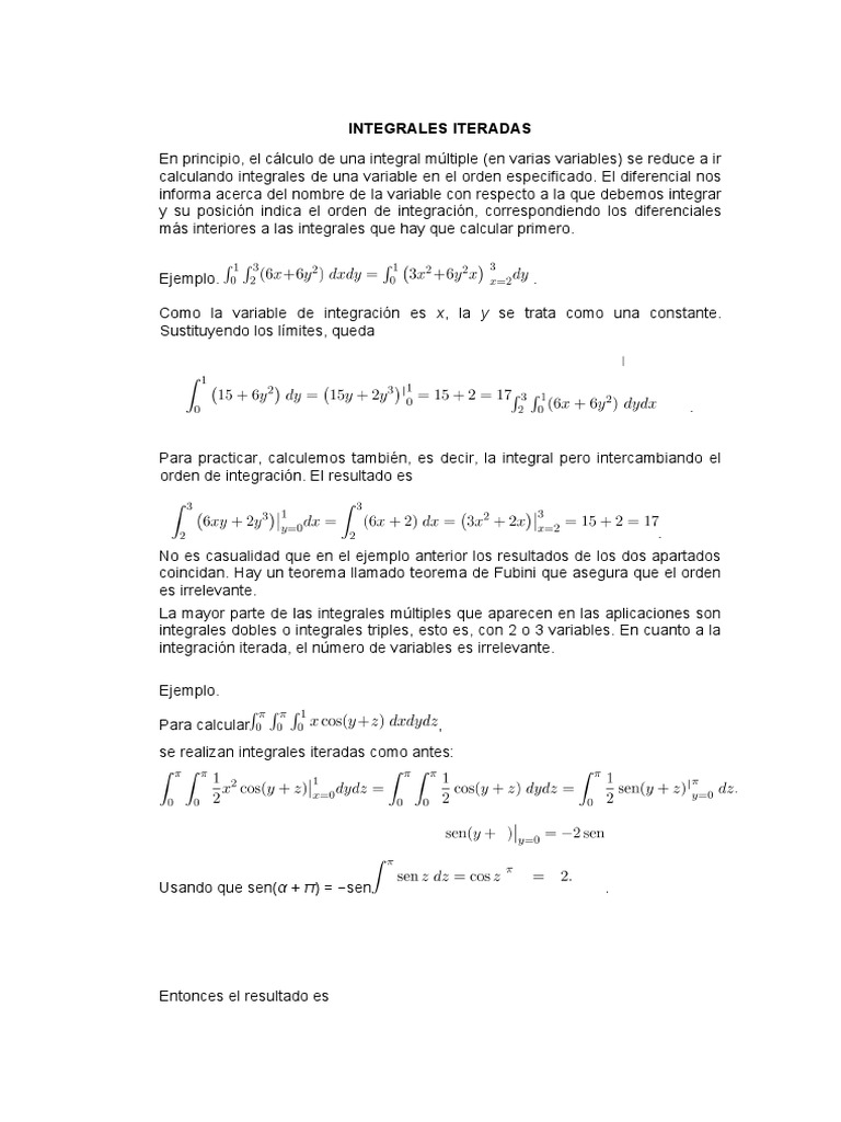 Calculo 3 Integrales Triples Iteradas | PDF | Integral | Sistema coordinado