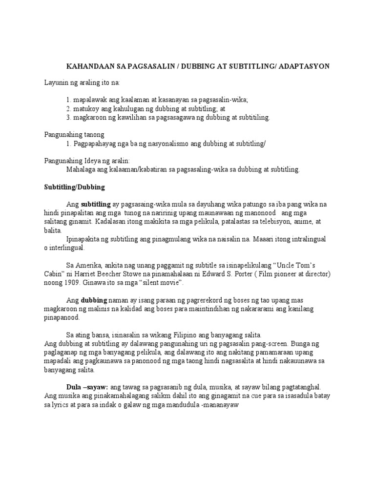 Kahandaan Sa Pagsasalin | PDF