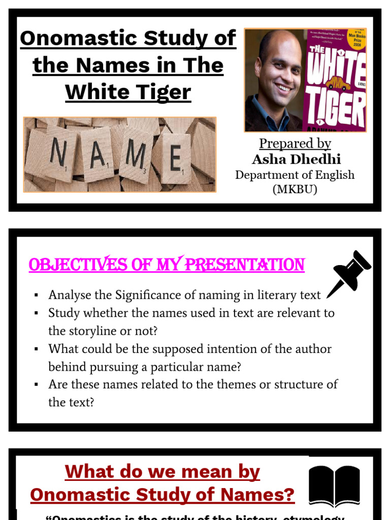 Onomastic Study of The Names in The White Tiger | PDF
