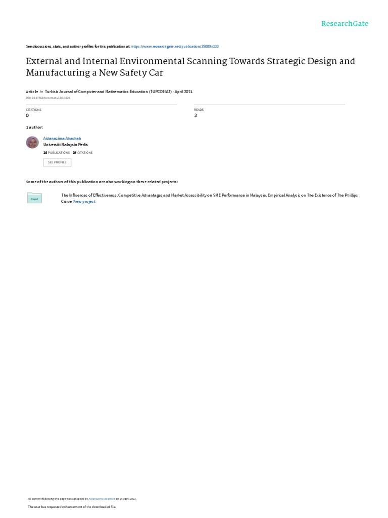 External and Internal Environmental Scanning Towards Strategic Design ...