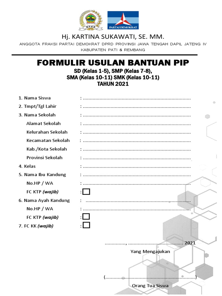 Formulir Usulan PIP 2021 | PDF