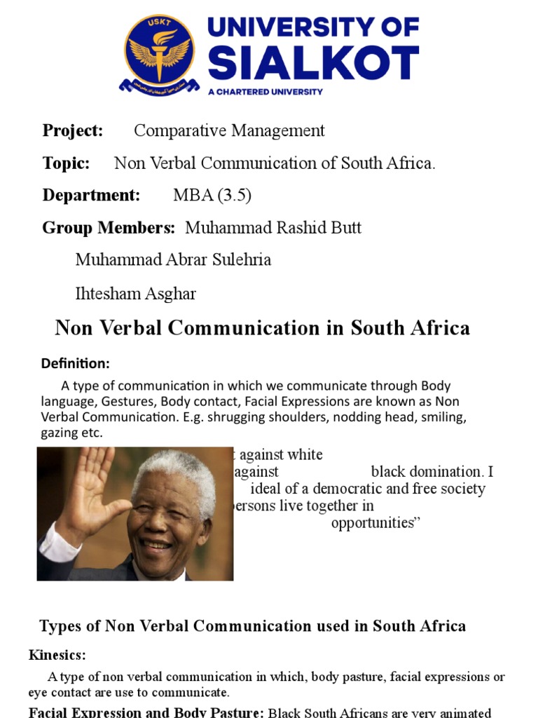 Understanding Non-Verbal Communication in South Africa | PDF ...