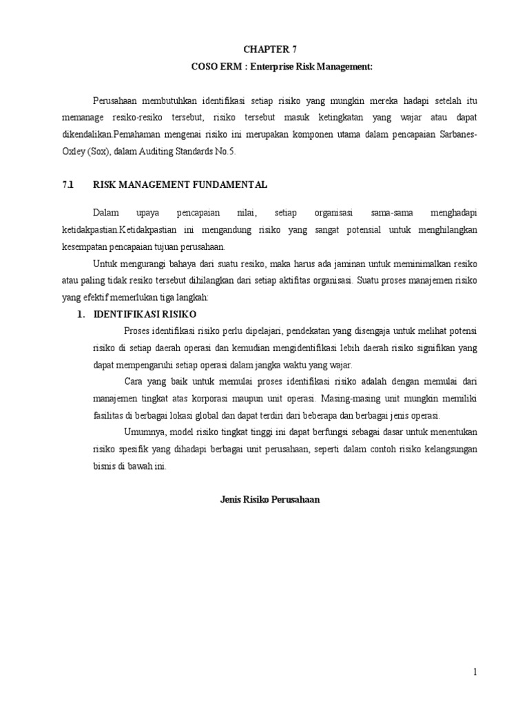 Resume IA BAB 7 COSO - ERM | PDF