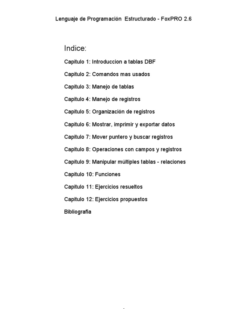 Fox Pro DB Manual | PDF | Tabla (base de datos) | Bases de datos
