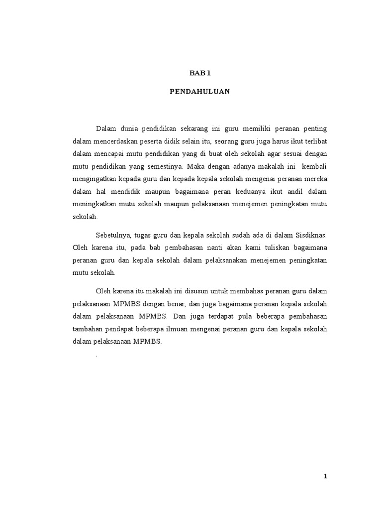 Makalah Peranan Guru Dan Kepsek Dalm MPMBS | PDF | Karier & Perkembangan