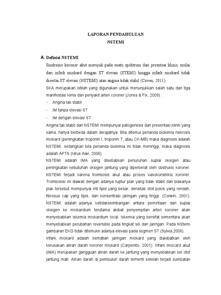 Laporan Pendahuluan Nstemi | PDF