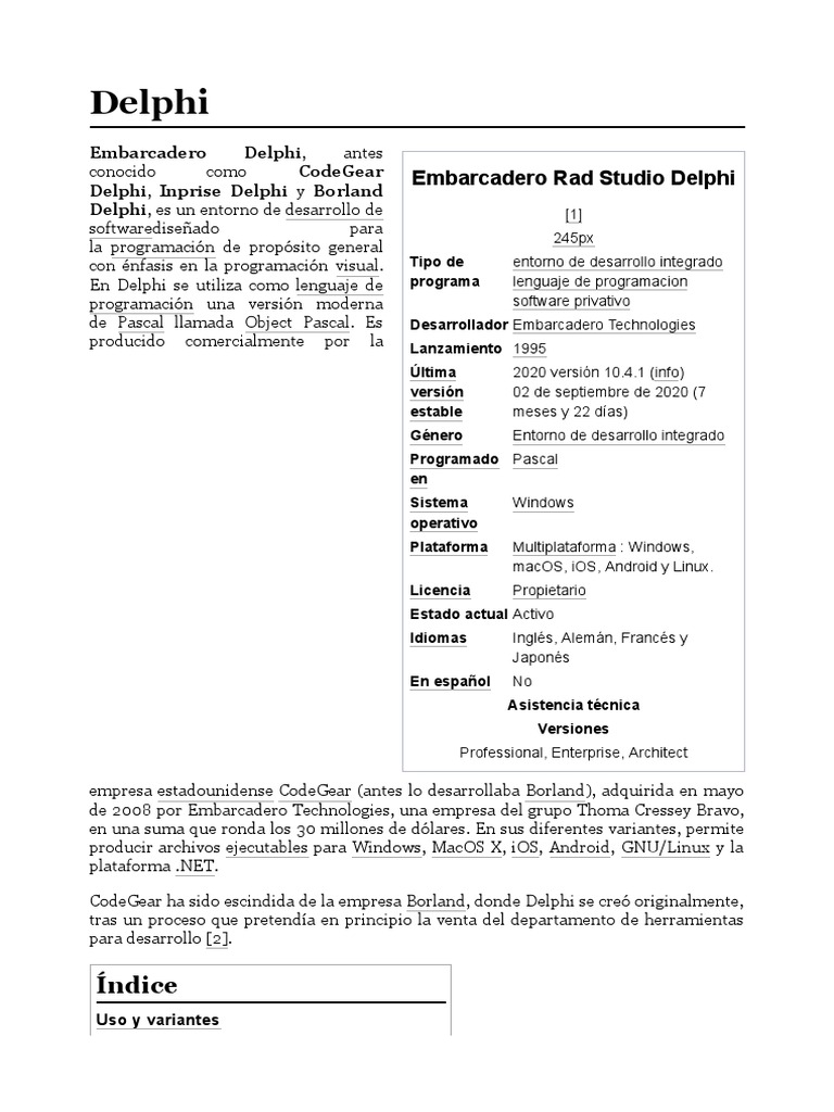 Introducción A Delphi | PDF | Software de la aplicacion | Informática