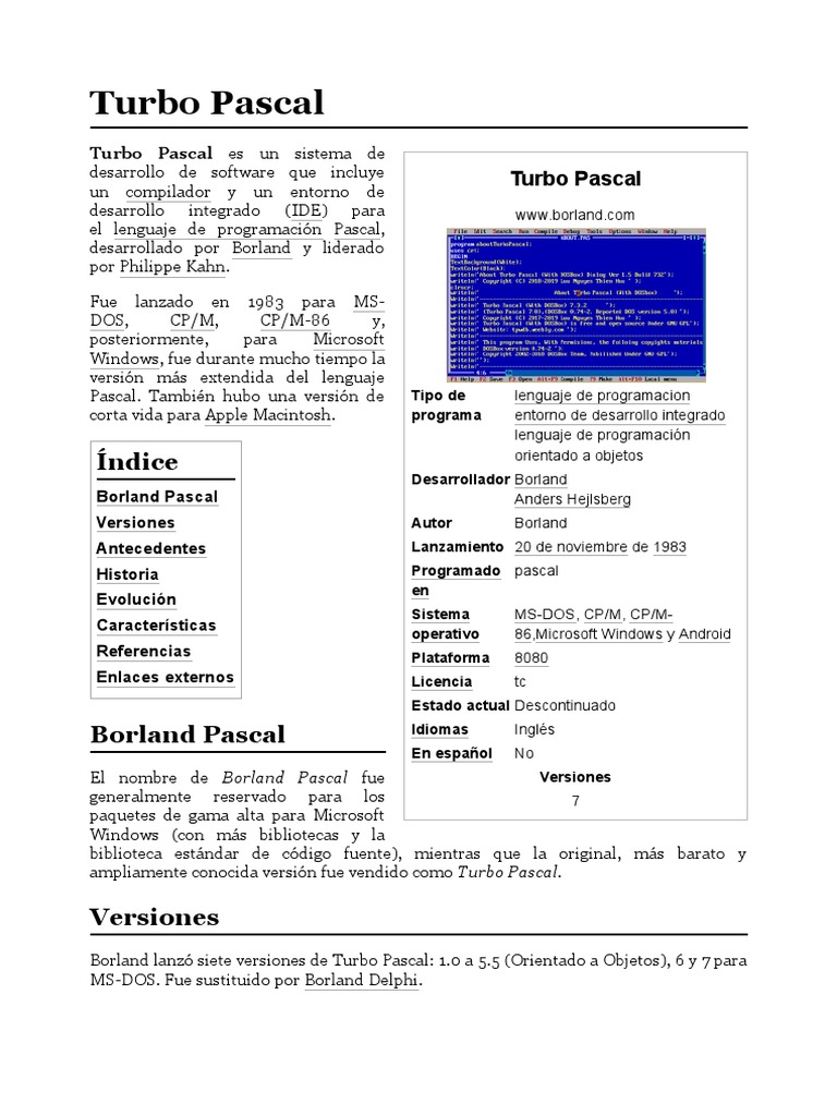 Introducción Al Turbo Pascal | PDF | Microcomputadoras | Software de la aplicacion