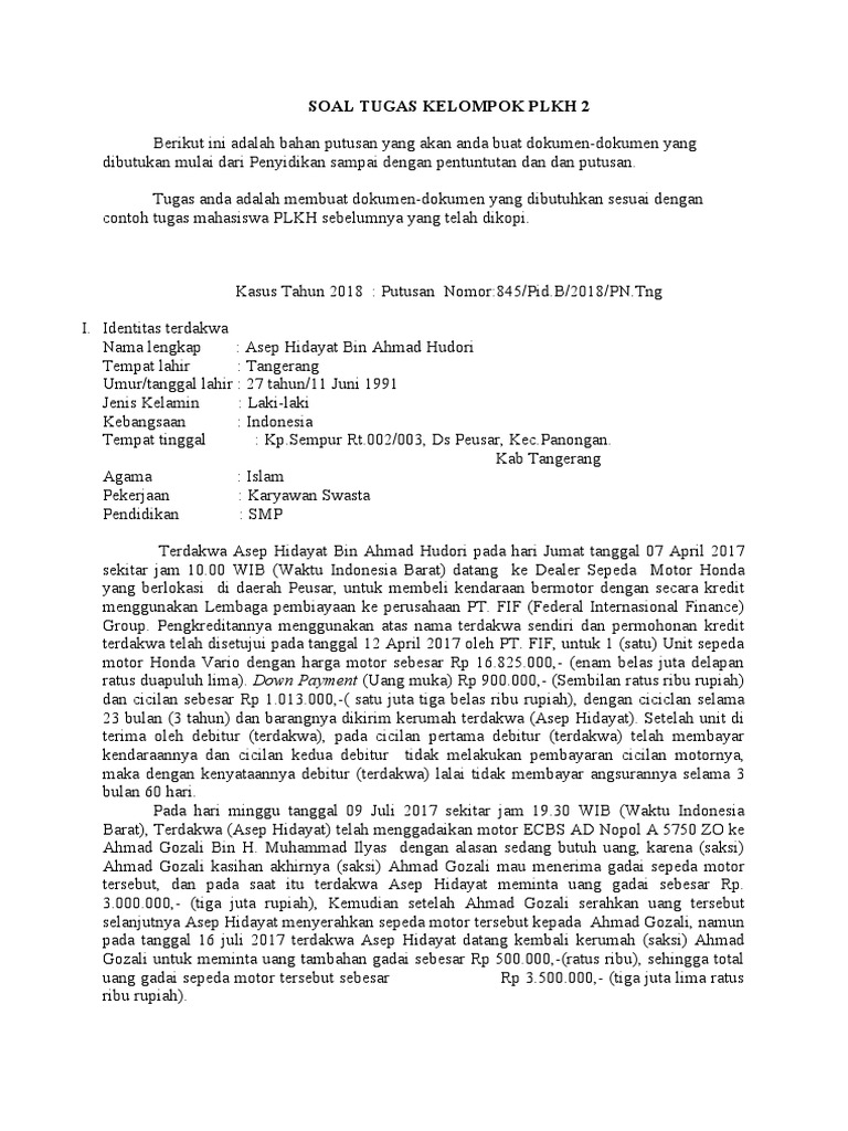 Soal Tugas Kelompok PLKH 2-Online | PDF