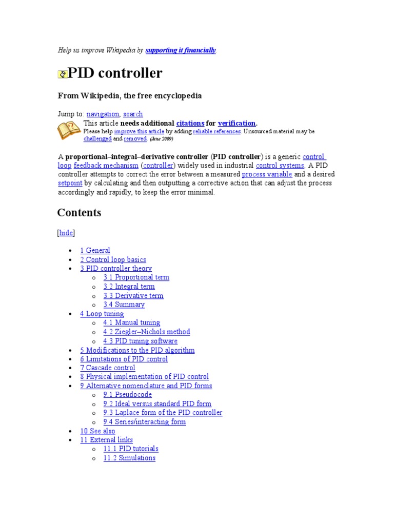 PID Controller: From Wikipedia, The Free Encyclopedia | PDF | Control ...