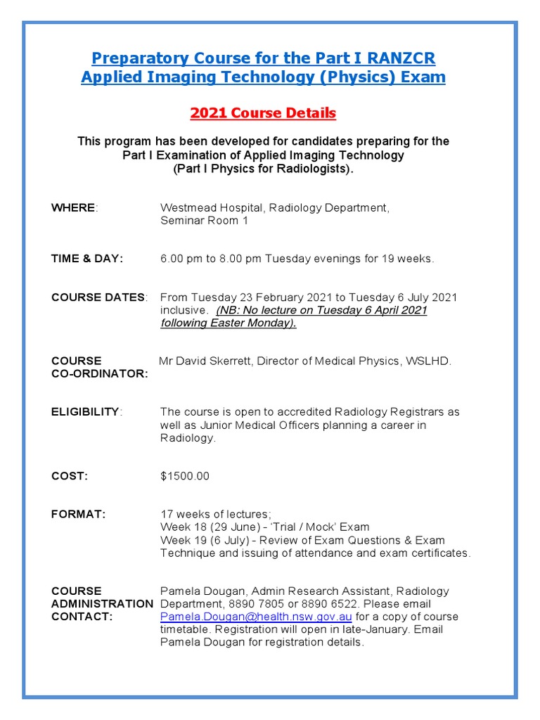 Physics Course Flyer and AIT Timetable | PDF | Radiology | Radiography