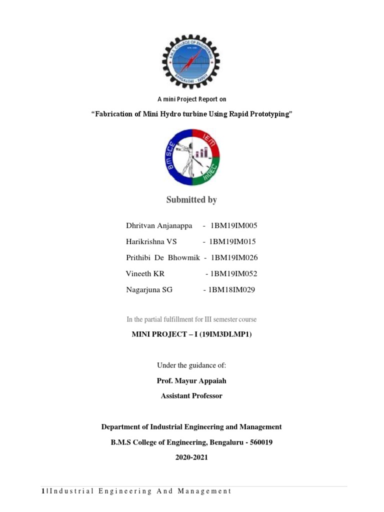 Mini Project Report (Edited) | PDF | Turbine | Mechanical Engineering