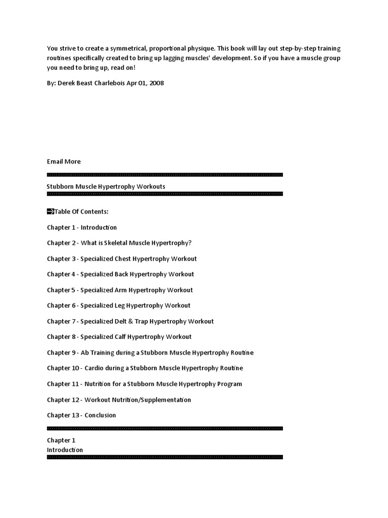 Specialized Chest Hypertrophy Workout Lagging Body Parts | PDF ...