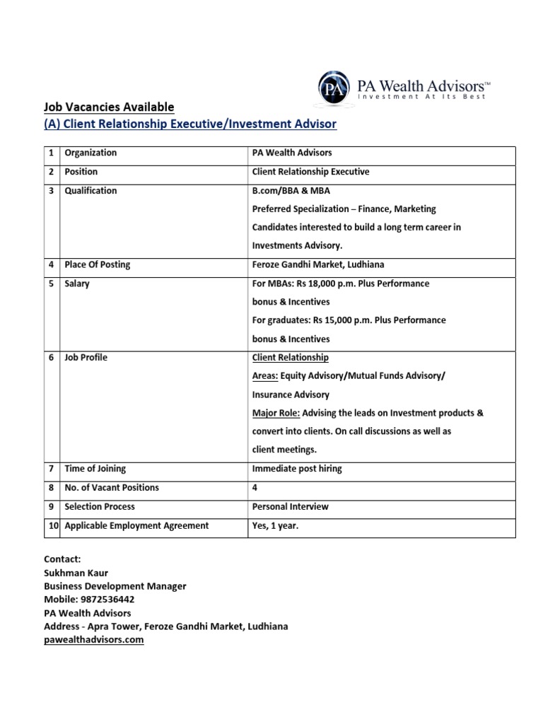 Client Relations Profile PA Wealth Advisors | PDF | Wealth | Mutual Funds