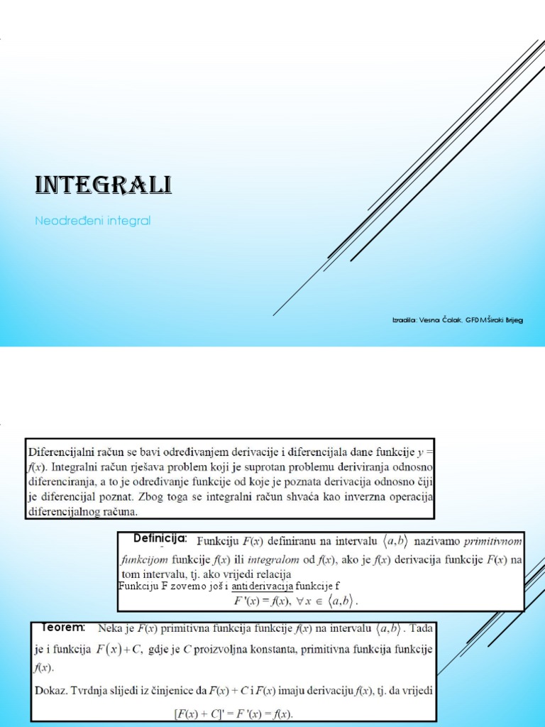 Integrali (1. Lekcija) | PDF