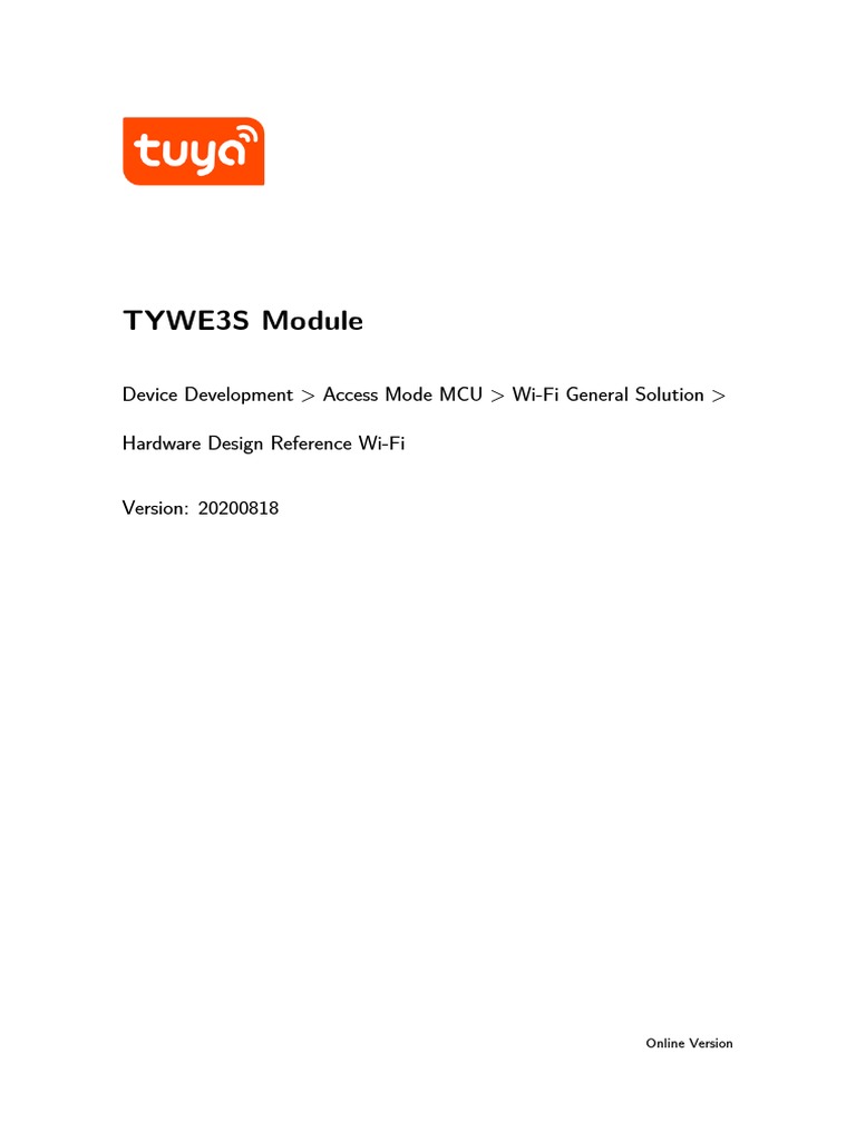 TYWE3S Module Tuya Smart Docs | PDF | Microcontroller | Computer Engineering