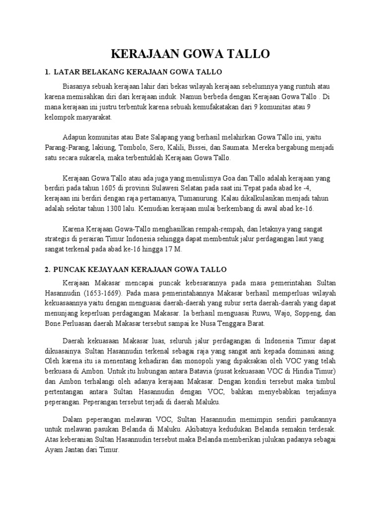 Kerajaan Gowa Tallo | PDF