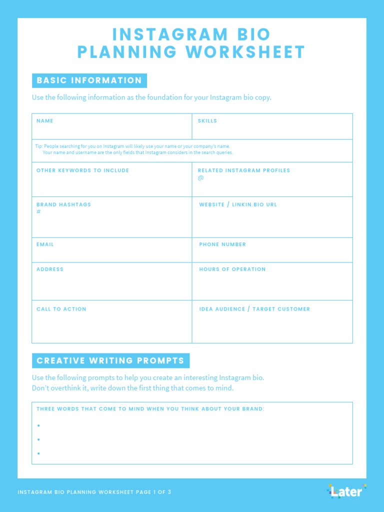 Instagram Bio Planning Guide | PDF | Websites | Internet