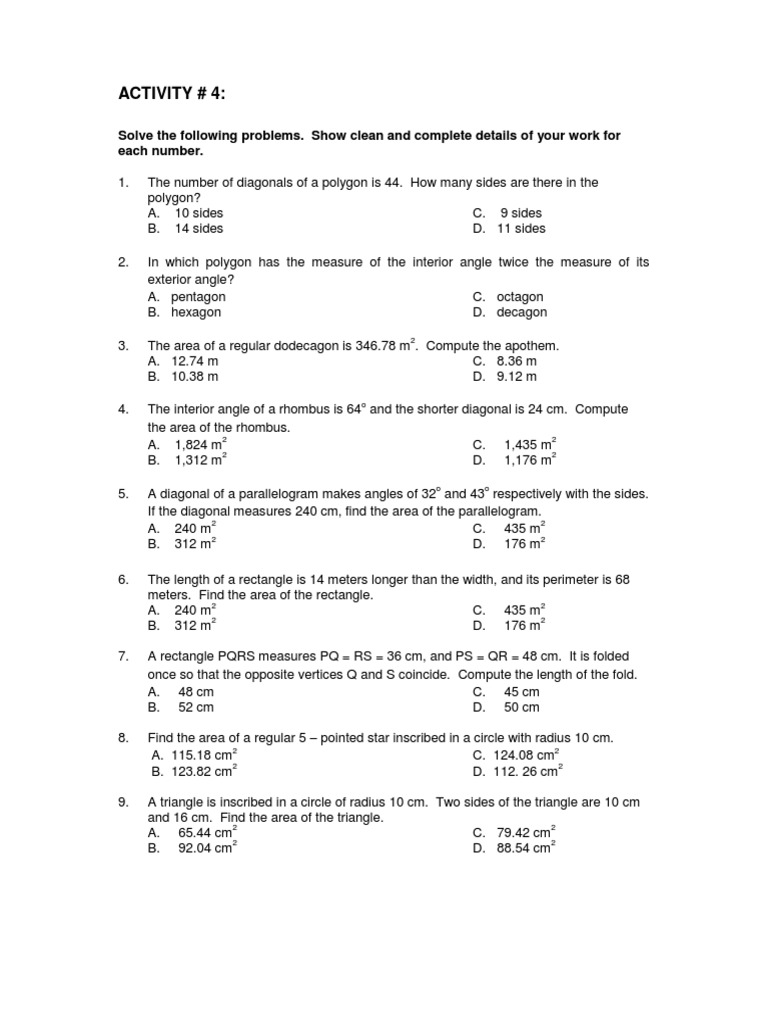 Solutions to Geometry Problems Involving Polygons, Circles, and Other ...