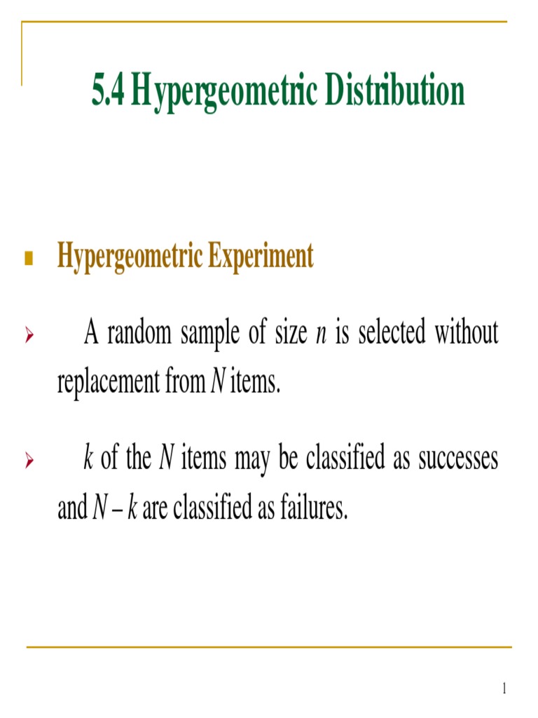 5.4 Hypergeometric Distribution | PDF | Probability Distribution ...