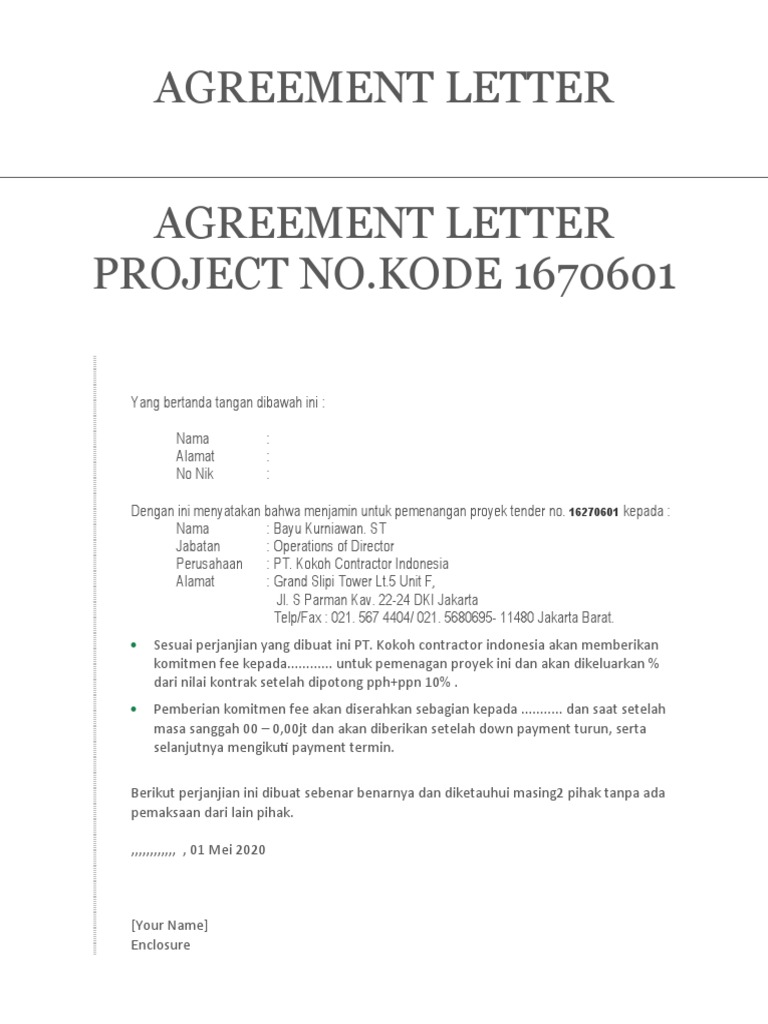 Agreement Letter | PDF