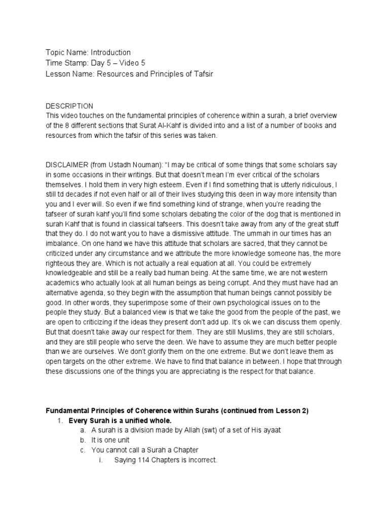 Topic Name: Introduction Time Stamp: Day 5 - Video 5 Lesson Name ...