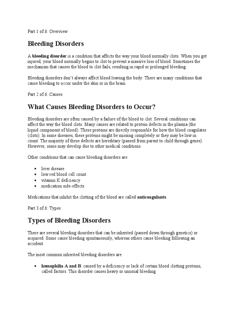 Bleeding Disorder | PDF | Bleeding | Coagulation