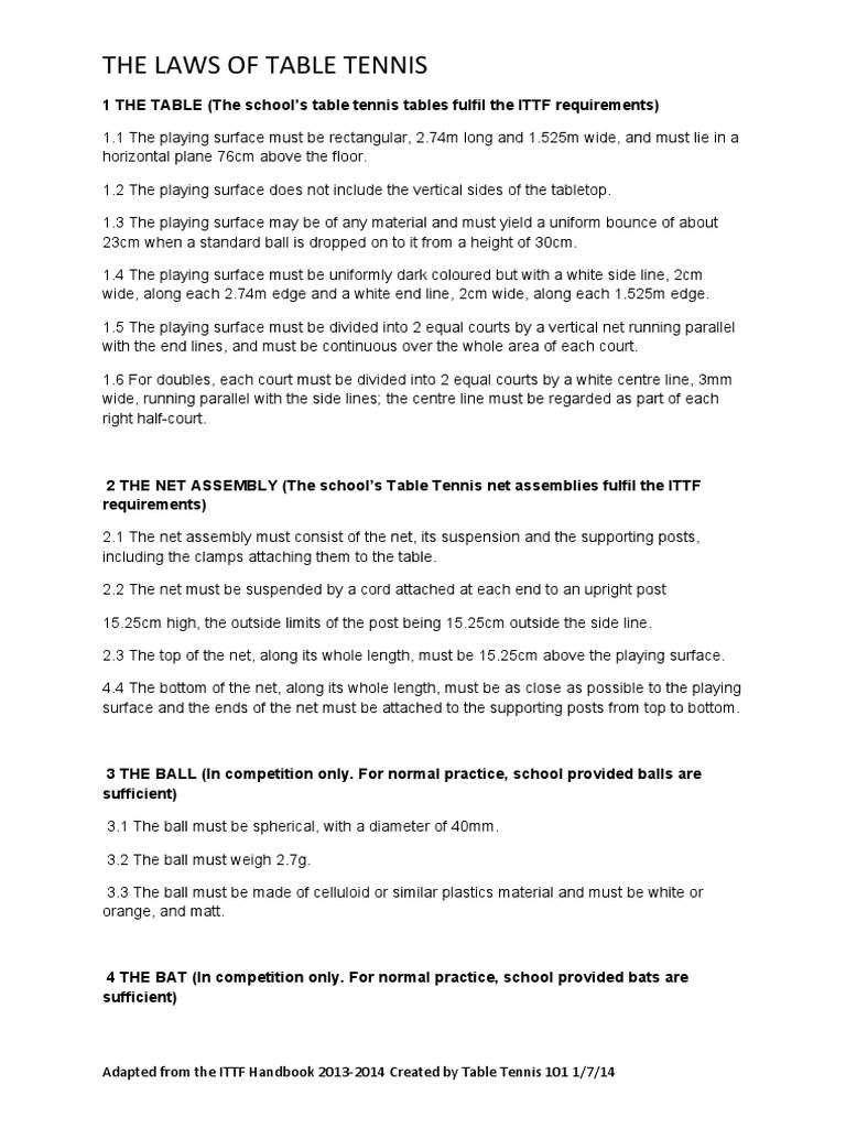 Table Tennis 101 Rulebook | PDF | Table Tennis | Referee