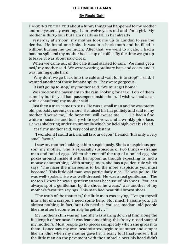 The Umbrella Man by Roald Dahl | PDF