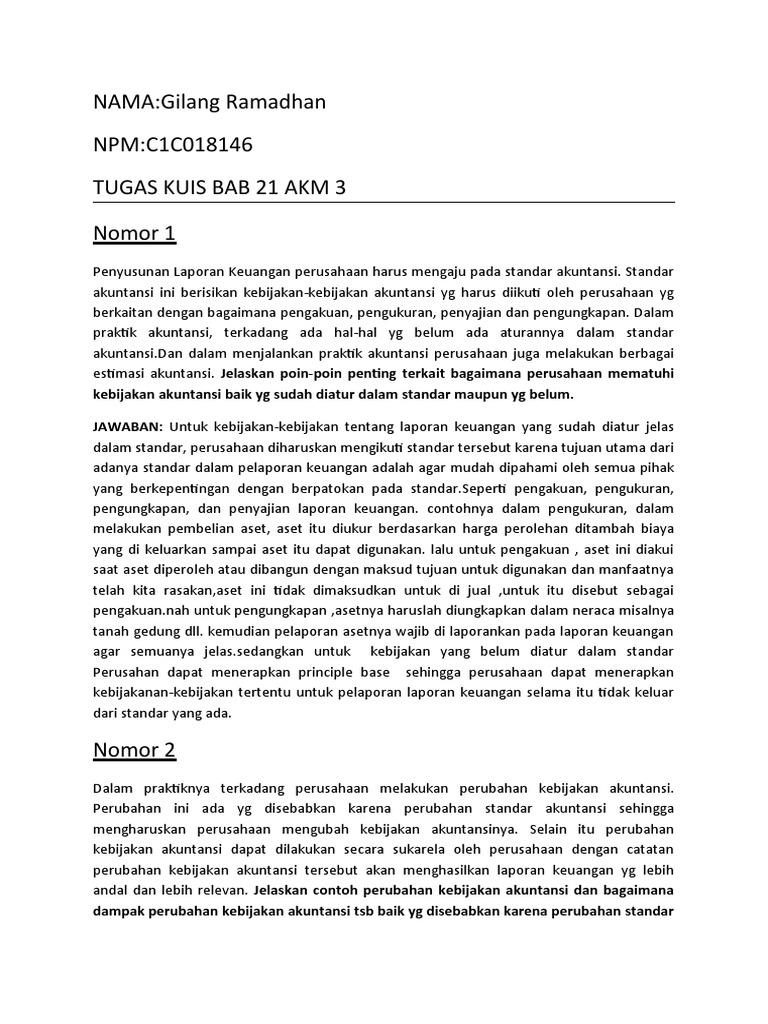 TUGAS Kuis AKM 3 Gilang Ramadhan (C1C918146) | PDF