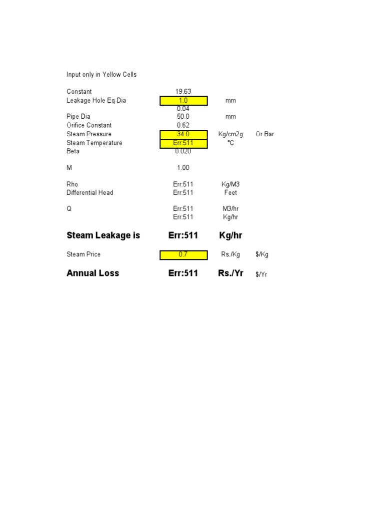 Steam Leak Calculation | PDF