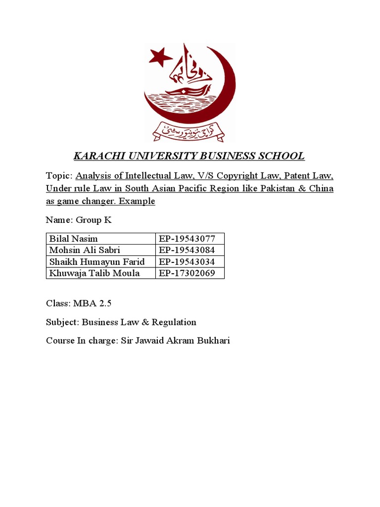 Karachi University Business School | PDF | Intellectual Property | Patent