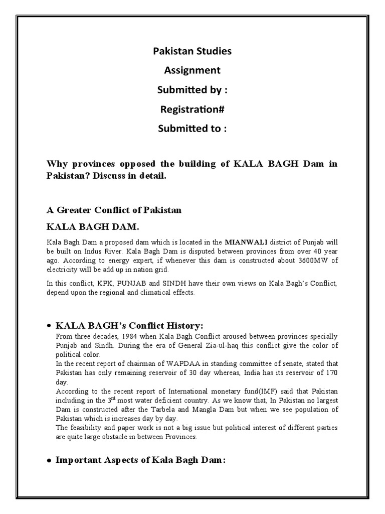 Pak Studies Assignment | PDF | Economies | Water