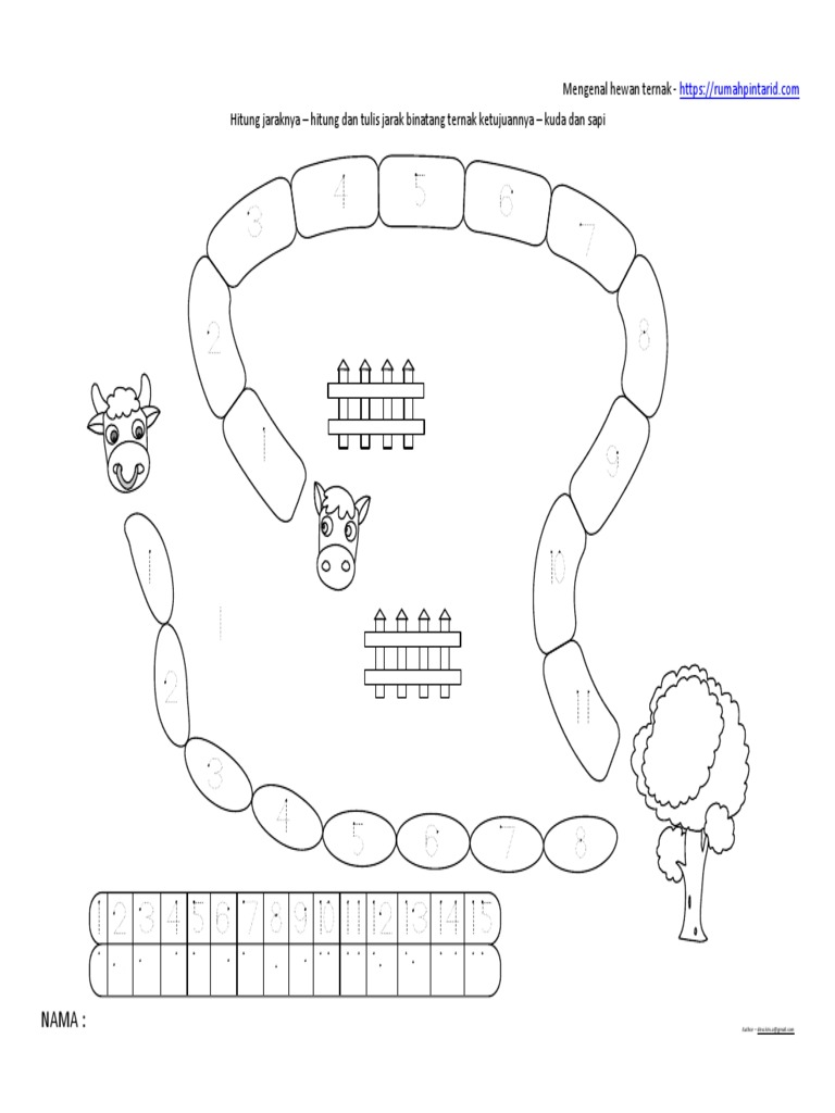 Latihan Menulis Angka Sapi Dan Kuda Kepohon | PDF