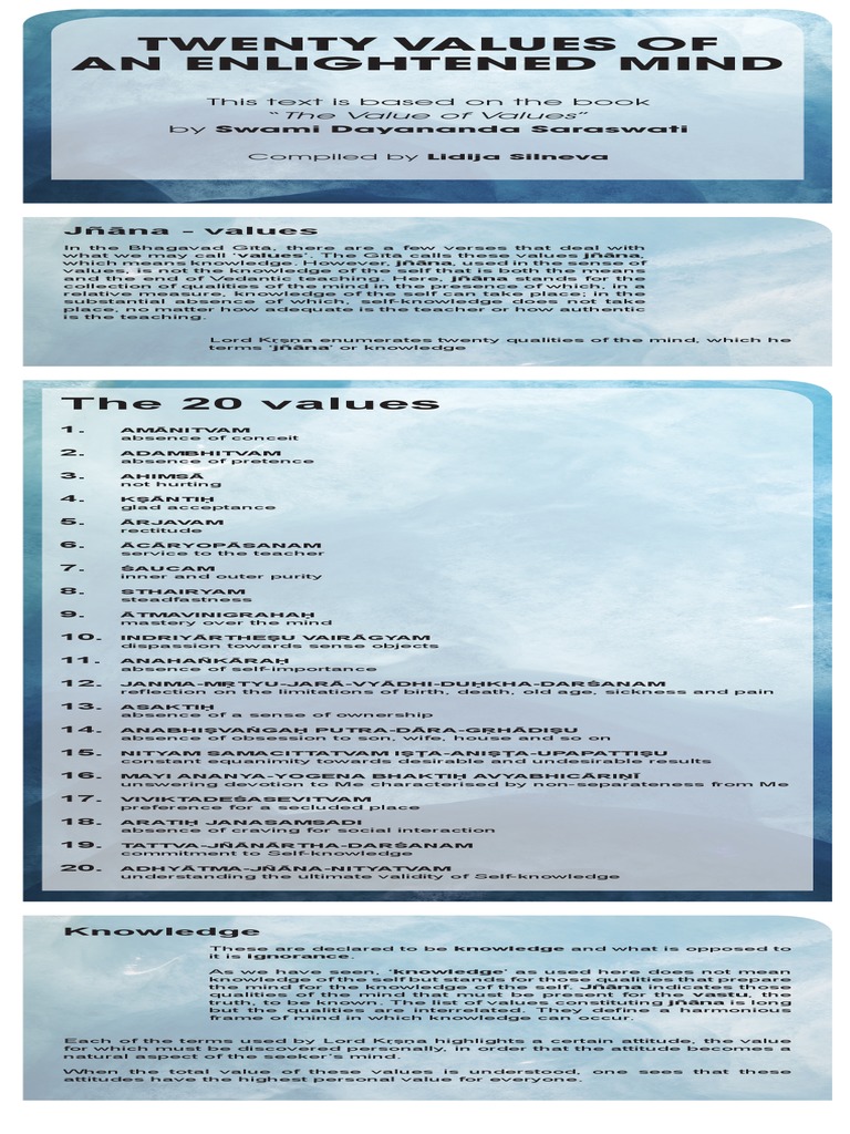 20 Values | PDF | Bhagavad Gita | Knowledge