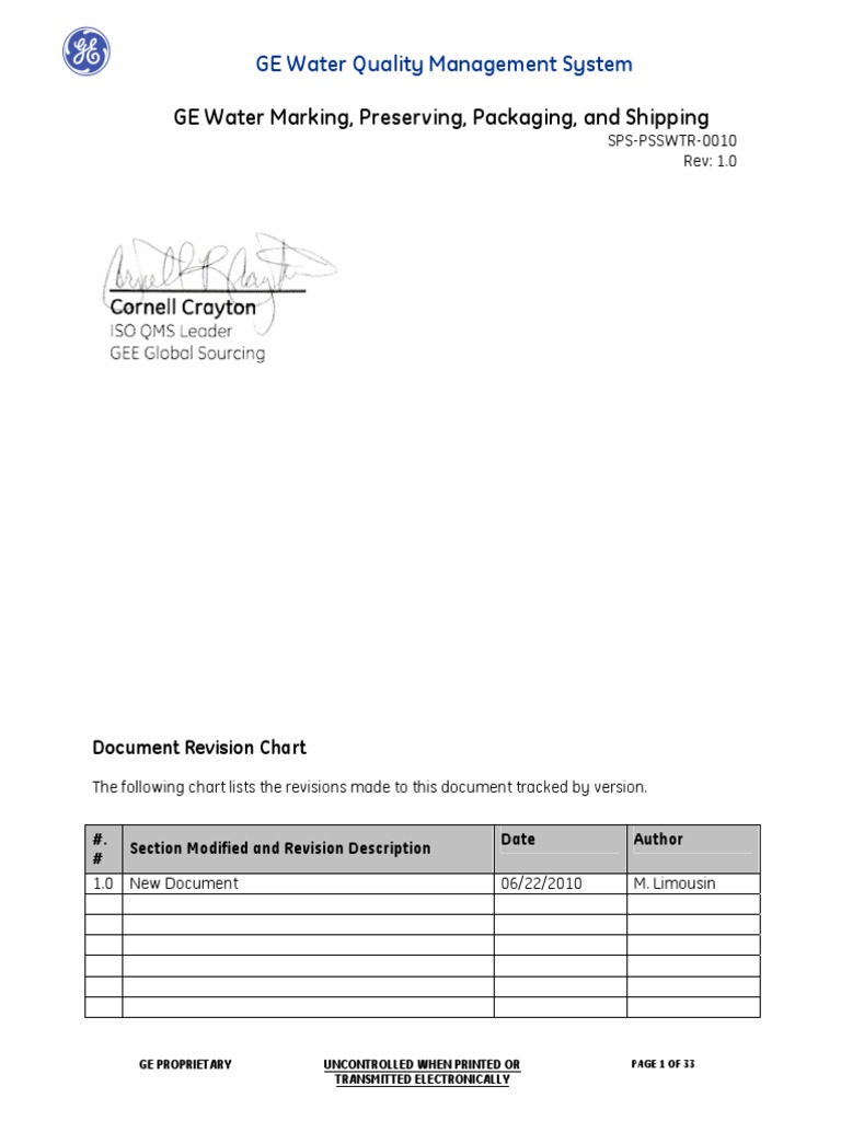 Marking Preservation Packaging Shipping Procedure Sps PSSWRR 0010 | PDF ...