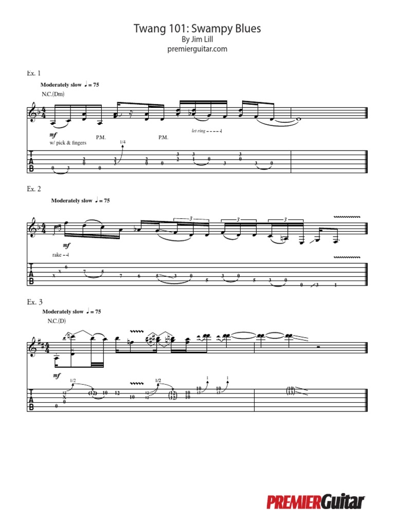 Twang 101: Swampy Blues: by Jim Lill | PDF