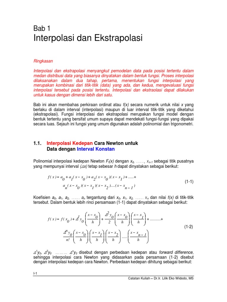 0101-02 - Interpolasi Dan Ekstrapolasi | PDF