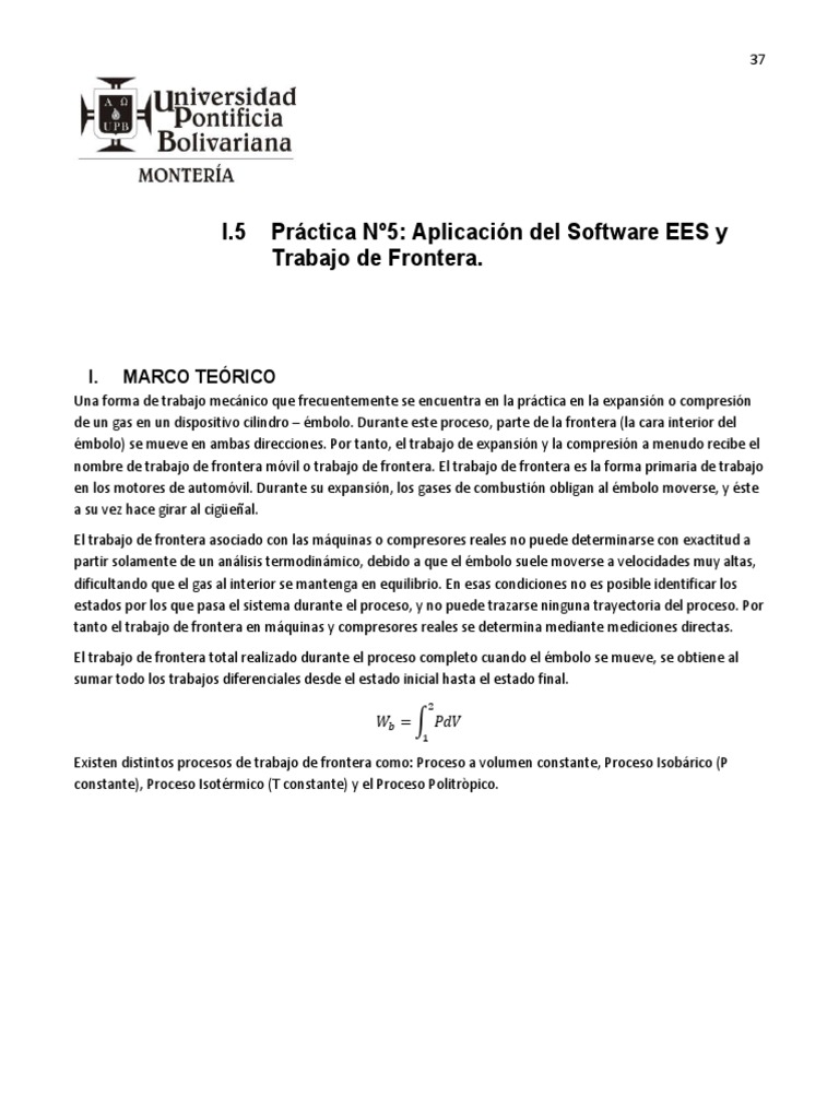 Practica-Trabajo de Frontera EES | PDF | Pistón | Presión