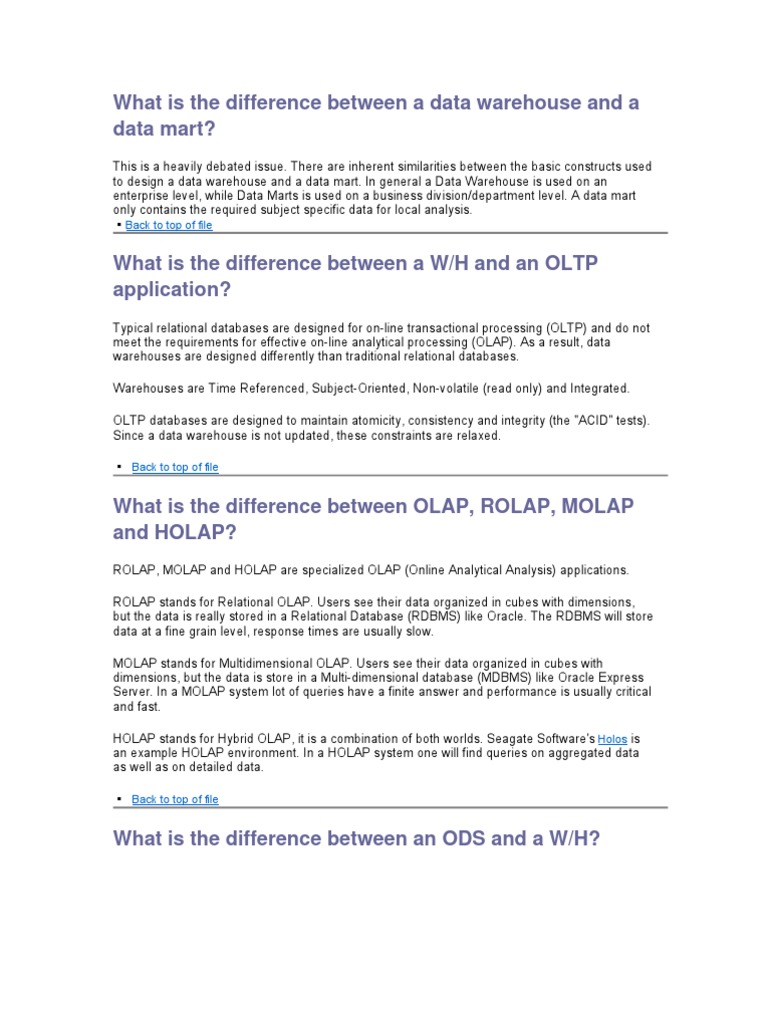 What Is The Difference Between A Data Warehouse and A Data Mart | PDF ...