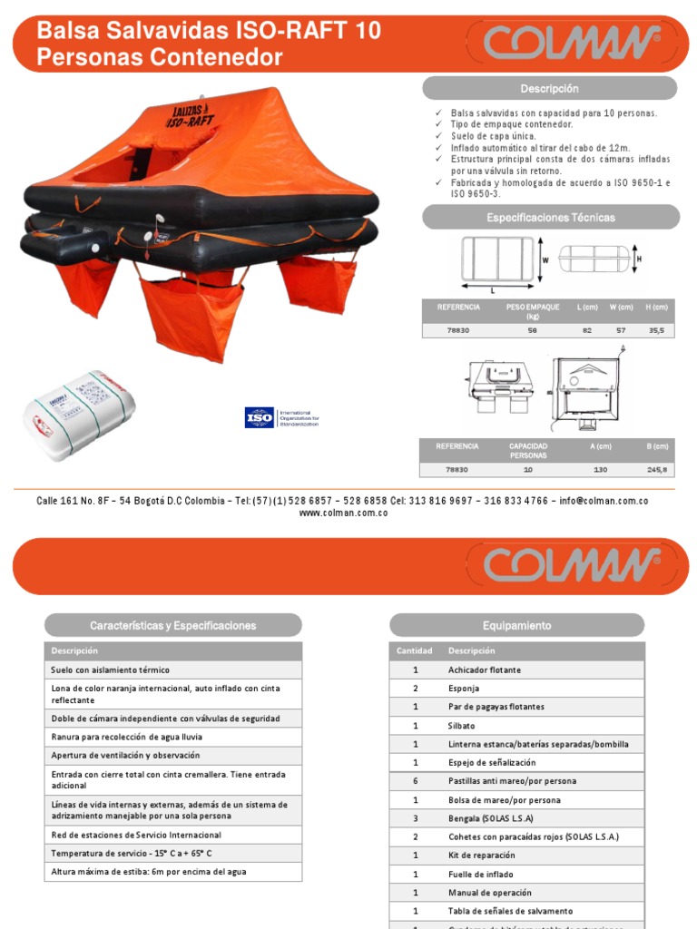 Balsa Salvavidas Contenedor ISO-RAFT 10 Personas PDF | PDF | Naturaleza
