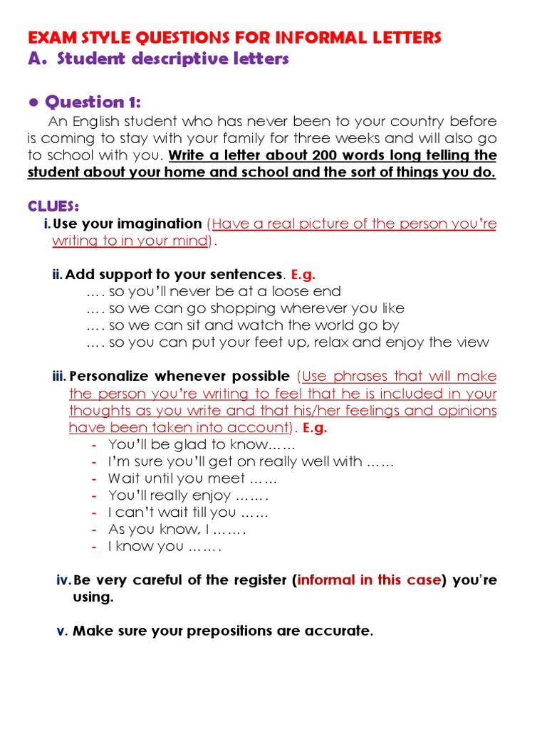 Question 1:: A. Student Descriptive Letters | PDF