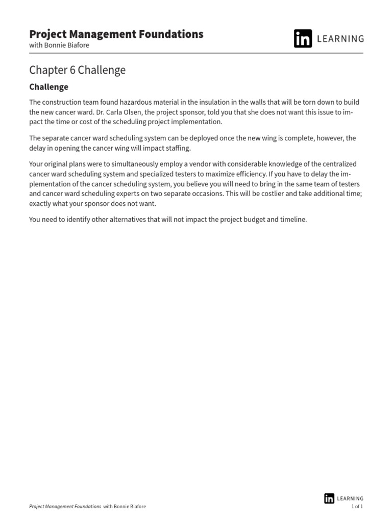 Chapter 6 Challenge: Project Management Foundations | PDF