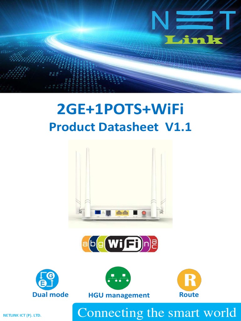 NETLINK 2GE1POTSWiFi HG323DAC Product Datasheet V1.1 - Compressed 1 ...