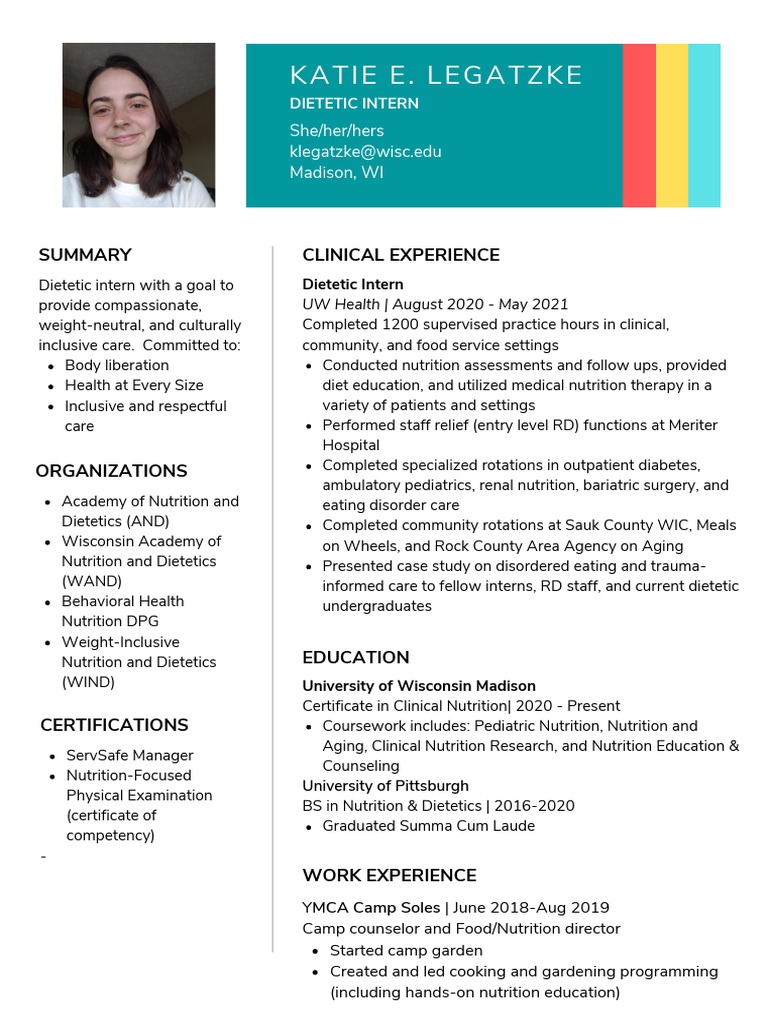 White and Black Minimalist Resume 3 | PDF | Dietitian | Health Care