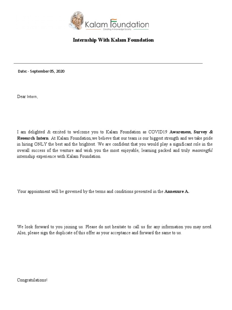 Offer Letter For NGO Survey | PDF | Mentorship | Communication