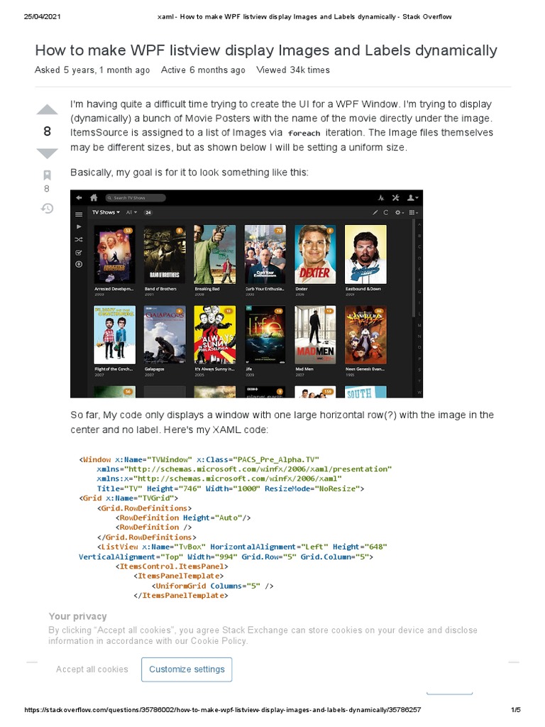 Xaml - How To Make WPF Listview Display Images and Labels Dynamically - Stack Overflow | PDF ...