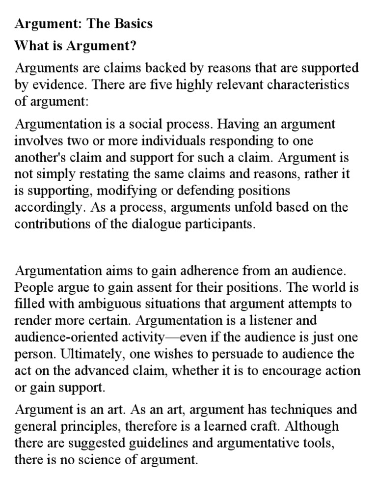 Basic of Arguments | PDF | Argument | Persuasion