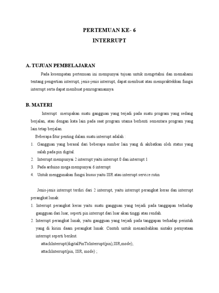 Pertemuan Ke 6 Interrupt | PDF | Komputer