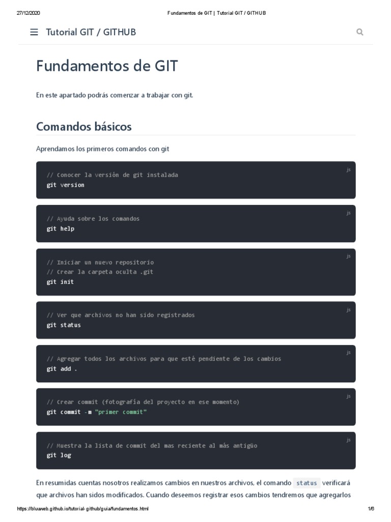 Fundamentos de GIT - Tutorial GIT - GITHUB | PDF | Archivo de computadora | Git (software)